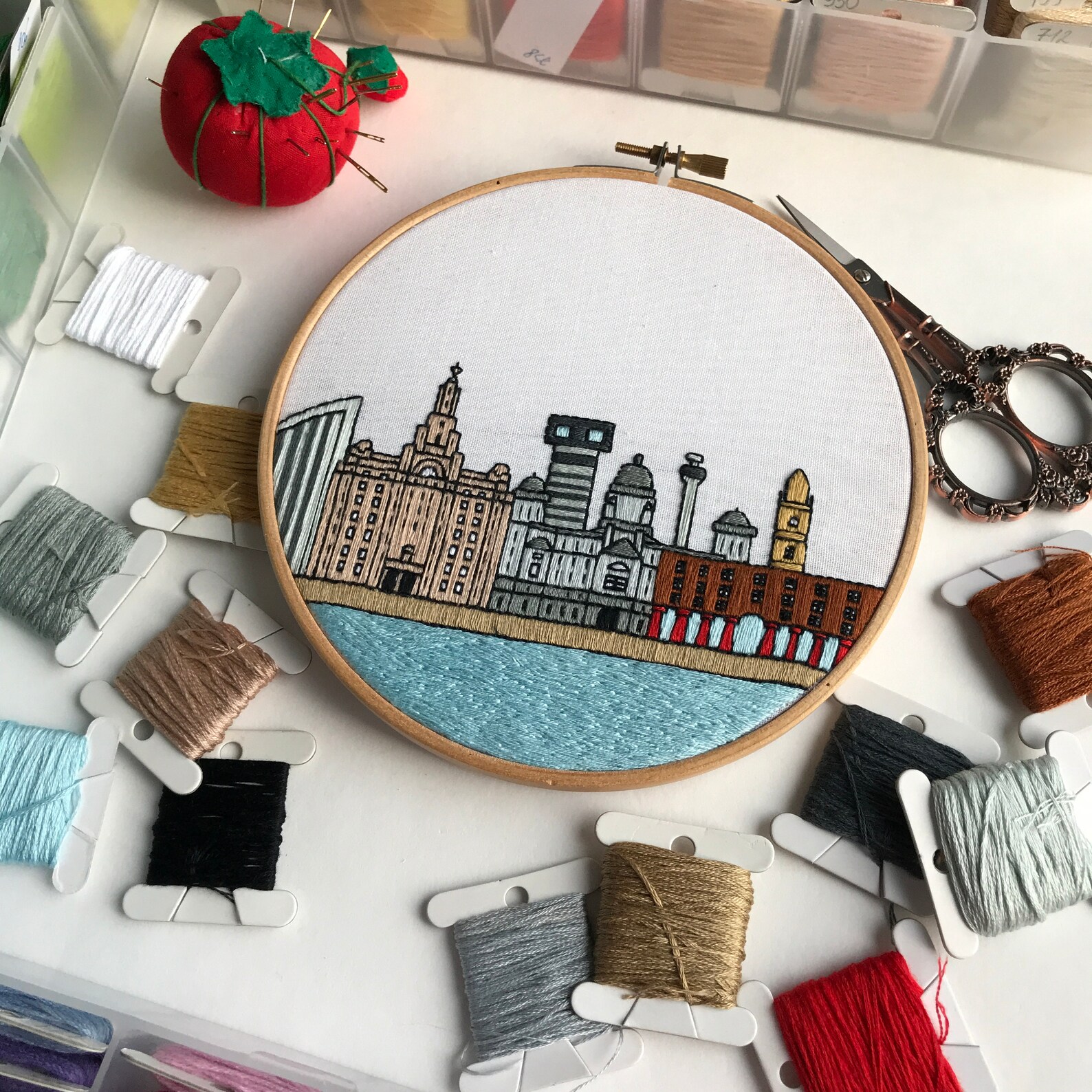 Liverpool, United Kingdom. Hand Embroidery Pattern PDF. DIY Embroidery ...