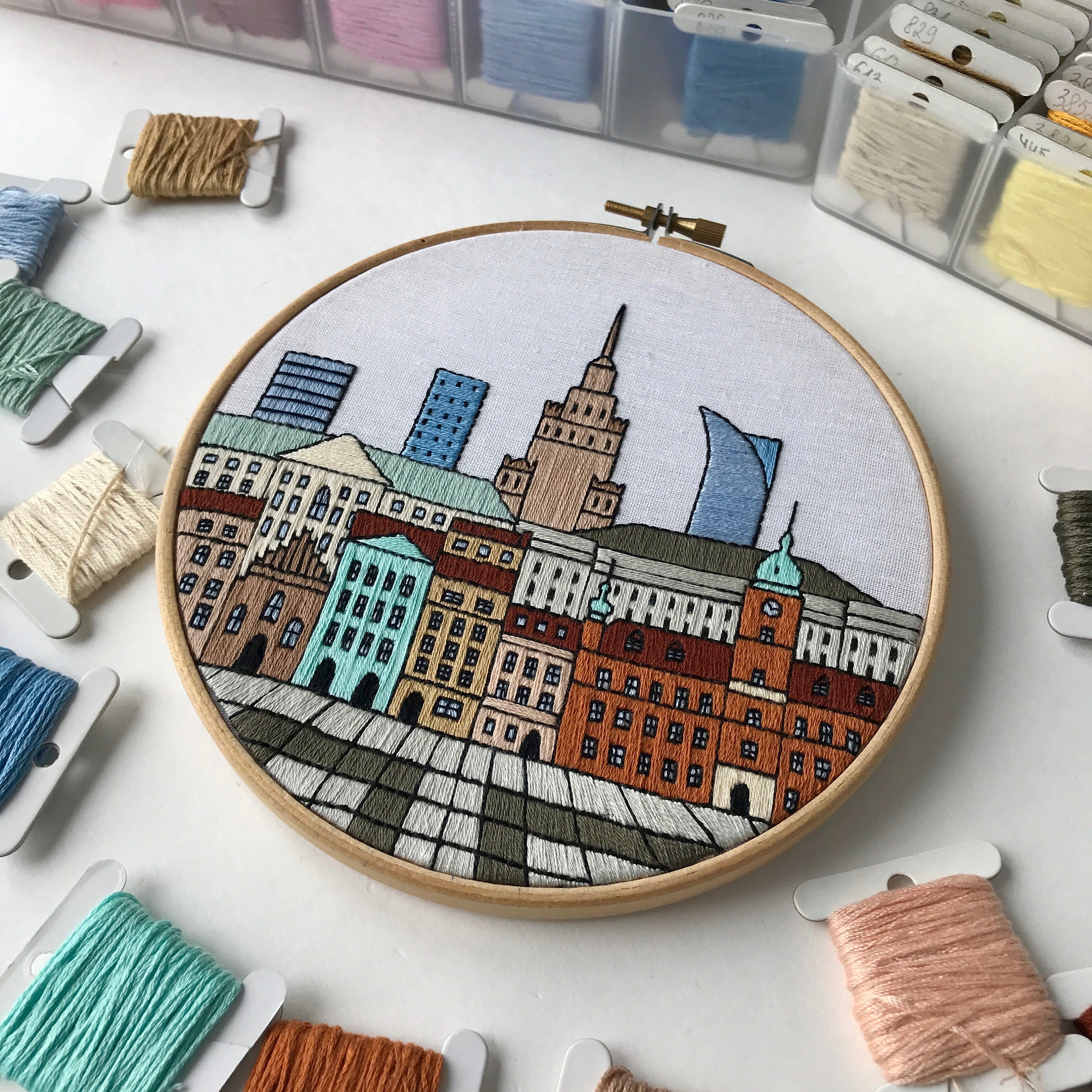 Warsaw Poland. Hand Embroidery Pattern PDF. DIY. Embroidery | Etsy