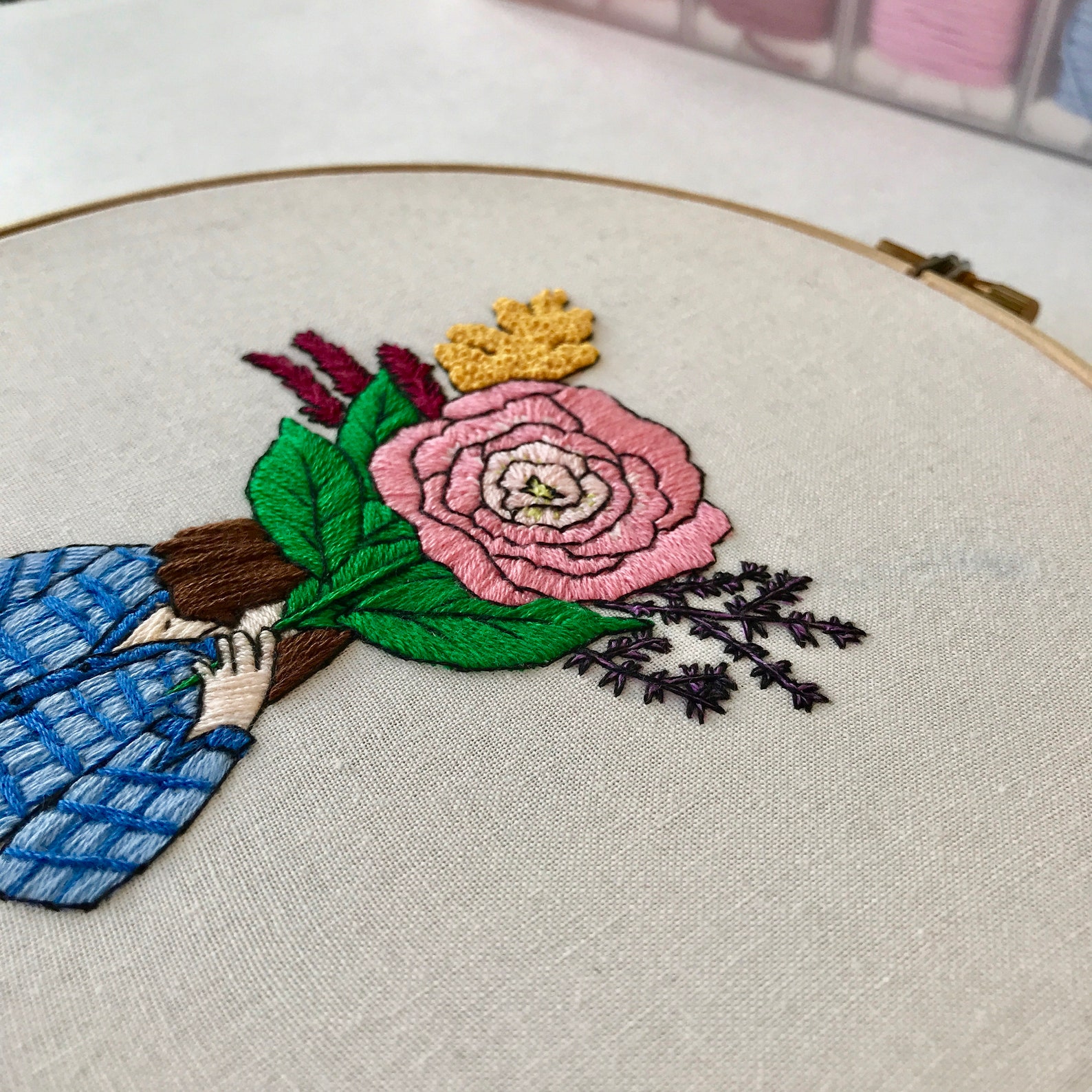 Girl and Flowers 4. Hand Embroidery Pattern PDF. DIY. | Etsy