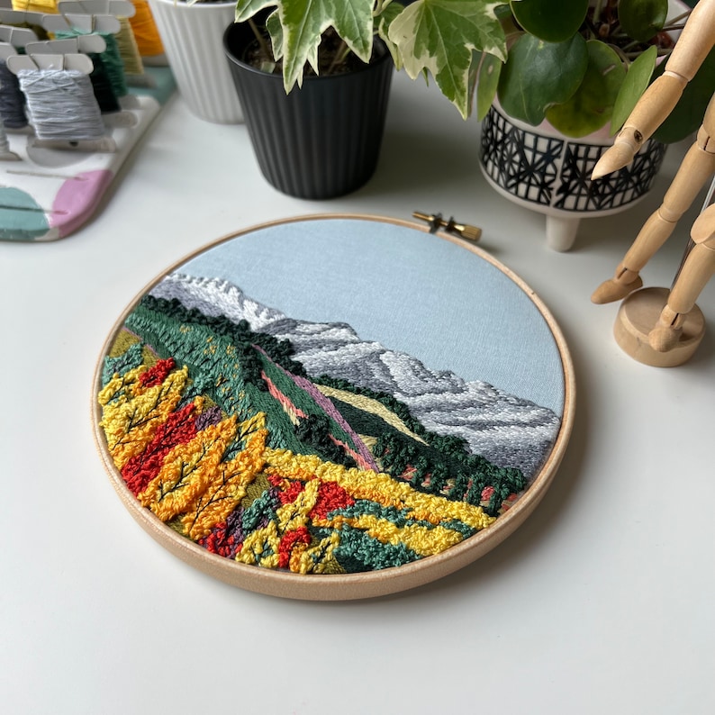 Mountain Range and Autumn Forest Embroidery Pattern. Hand - Etsy