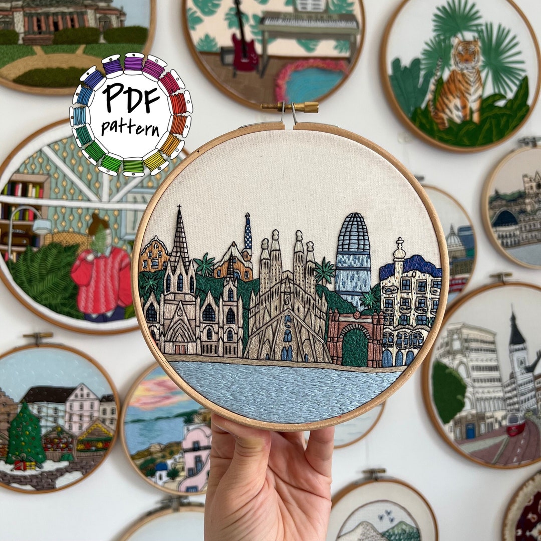 Barcelona, Spain. Hand Embroidery Pattern PDF With Embroidery Guide and ...