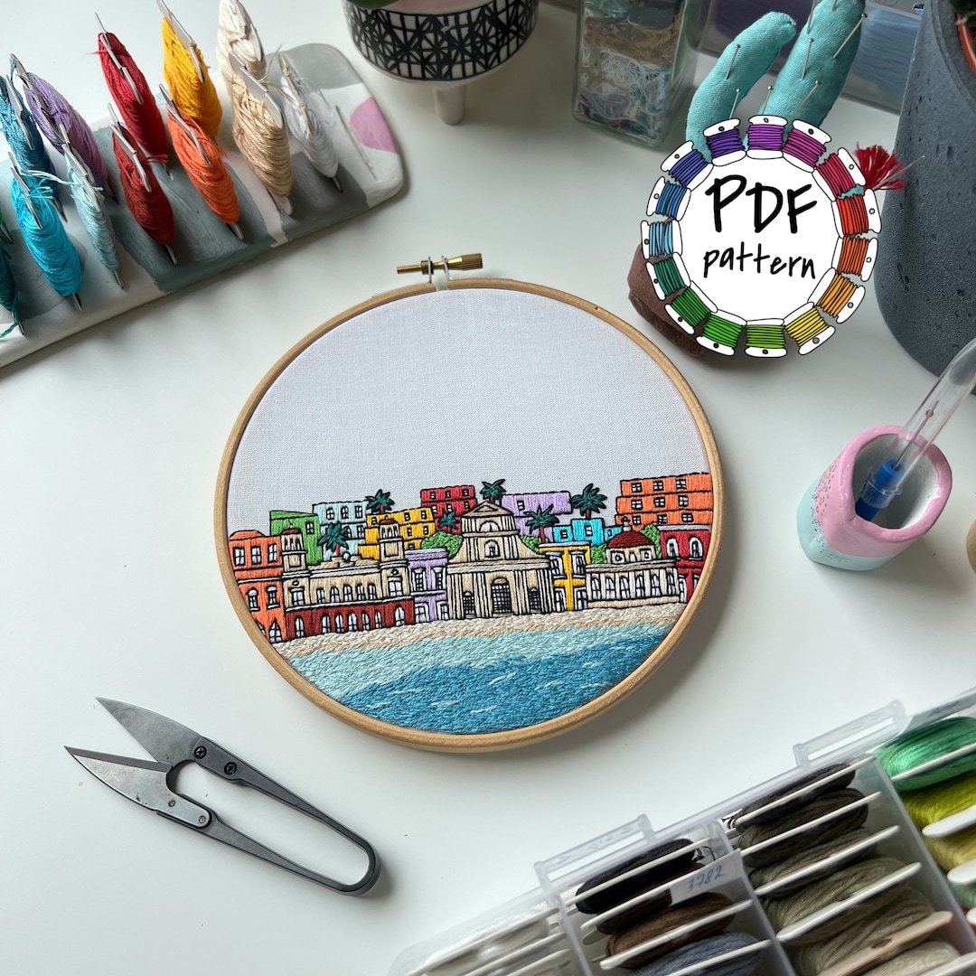 San Juan, Puerto Rico. Hand Embroidery Pattern PDF With Embroidery ...