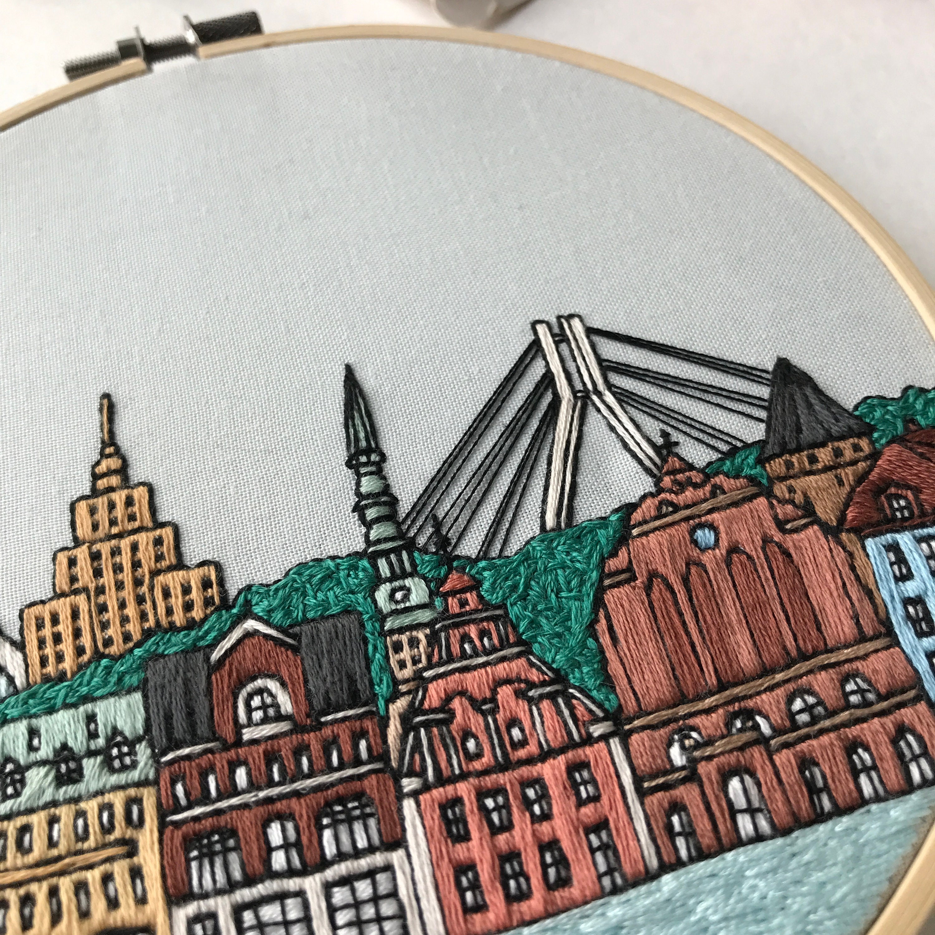 Riga Latvia. Hand Embroidery Pattern PDF. Diy.embroidery Hoop - Etsy