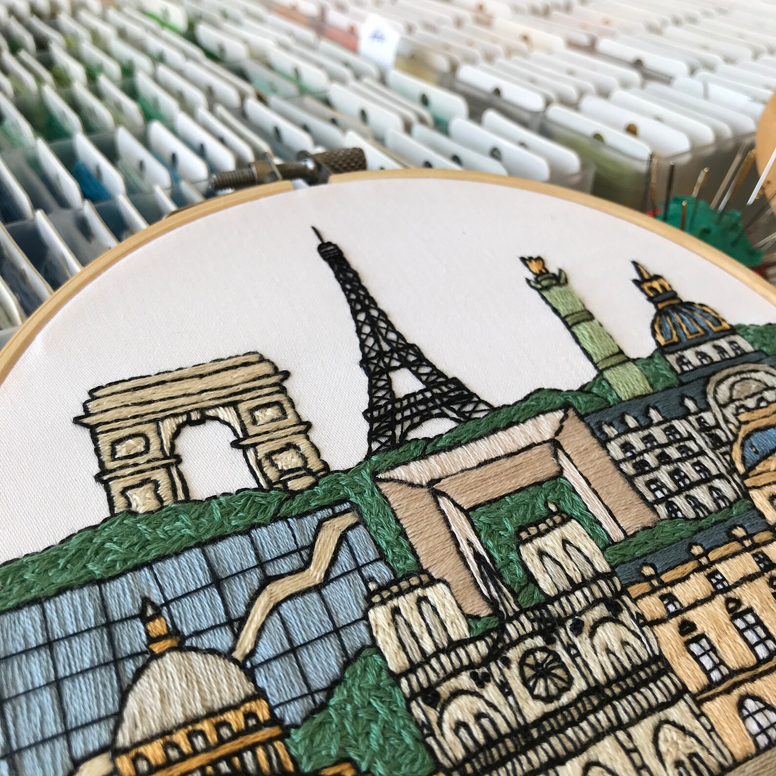 Paris 2 France. Hand Embroidery Pattern PDF. Embroidery Hoop - Etsy