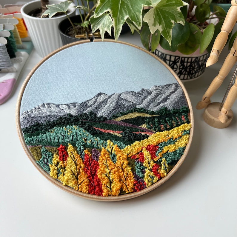 Mountain Range and Autumn Forest Embroidery Pattern. Hand - Etsy