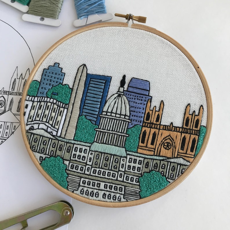 Washington DC United States. Hand Embroidery pattern PDF. | Etsy
