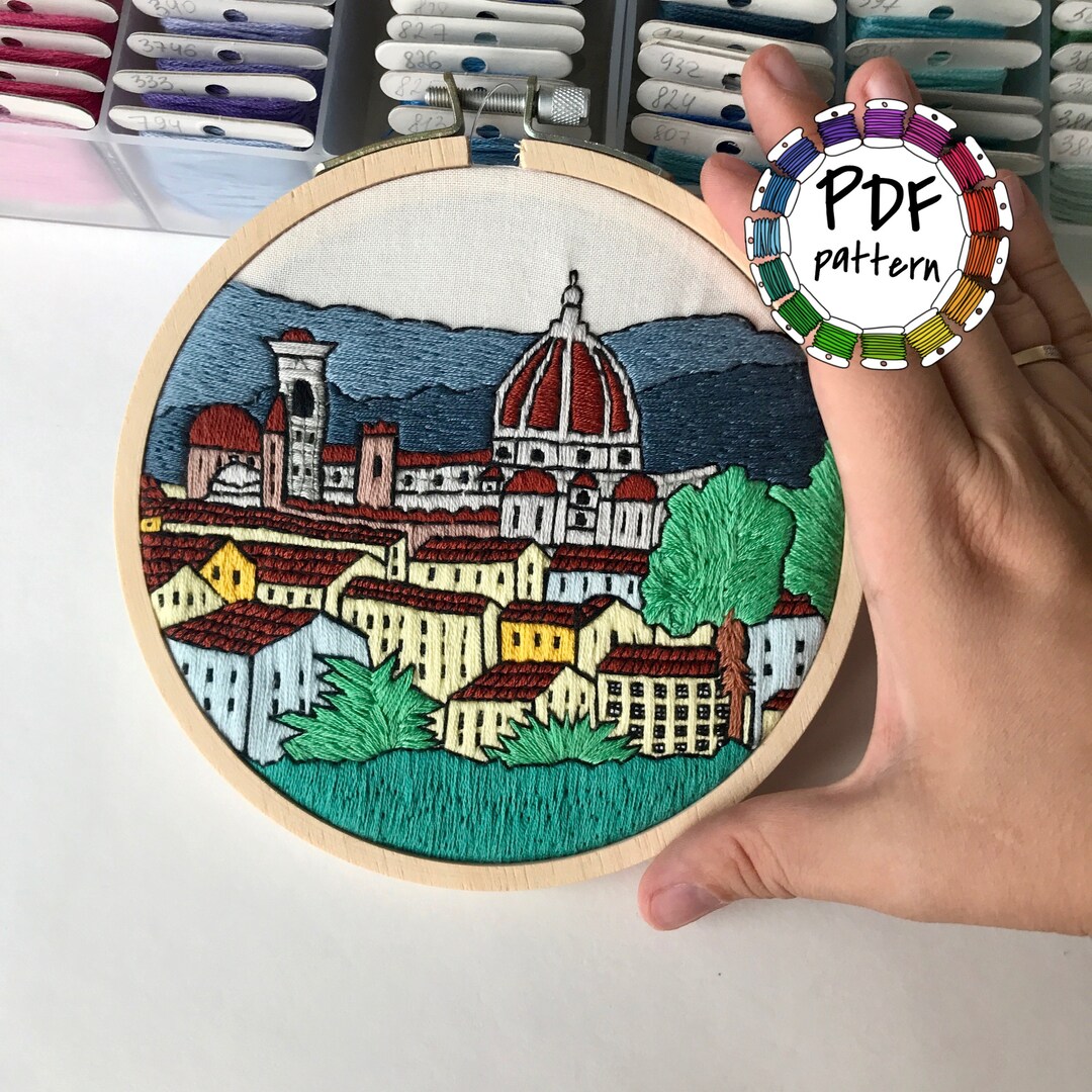 Florence, Italy. Hand Embroidery Pattern PDF. DIY. Embroidery Hoop Art ...