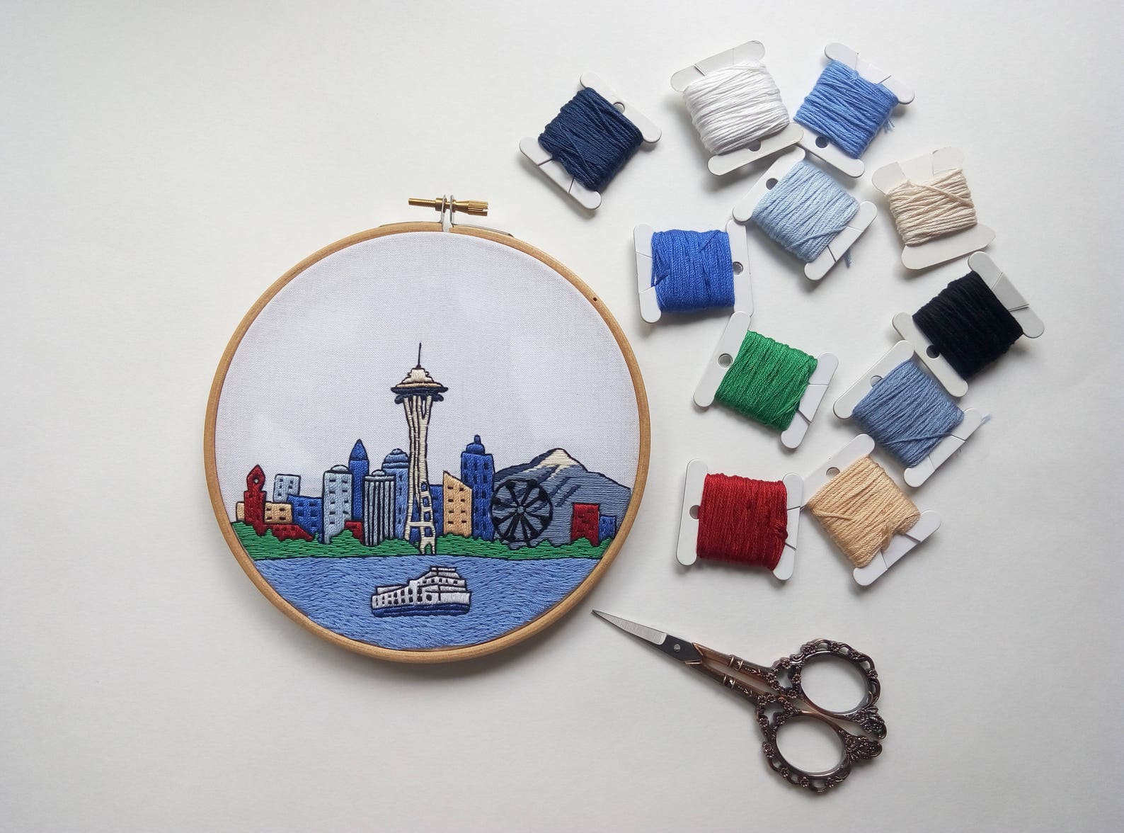 Seattle WA United States. Hand Embroidery Pattern PDF. DIY. | Etsy