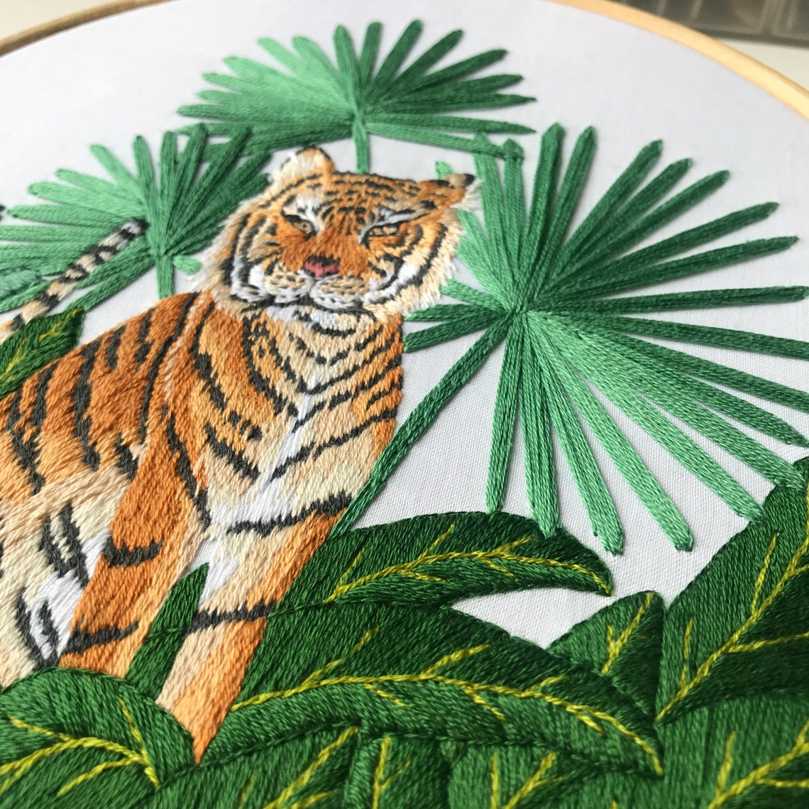 Tiger in the jungle. Hand Embroidery pattern PDF. DIY. | Etsy