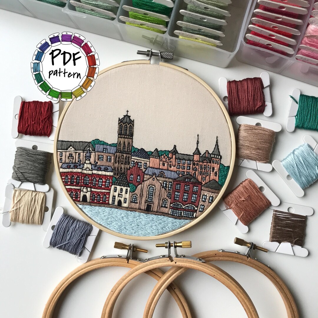 Utrecht, Netherlands. Hand Embroidery Pattern PDF. DIY. Embroidery Hoop ...