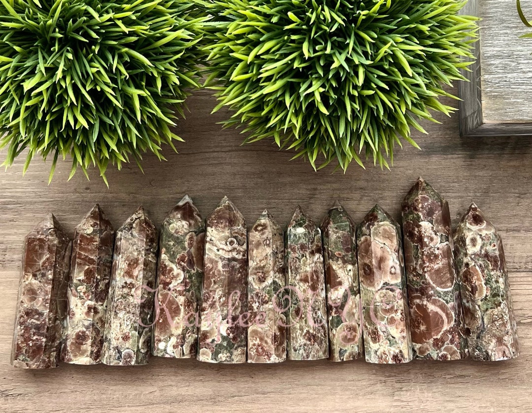 Wholesale Lot 2 Lbs Natural Green Flower Jasper Obelisk Point Crystal ...