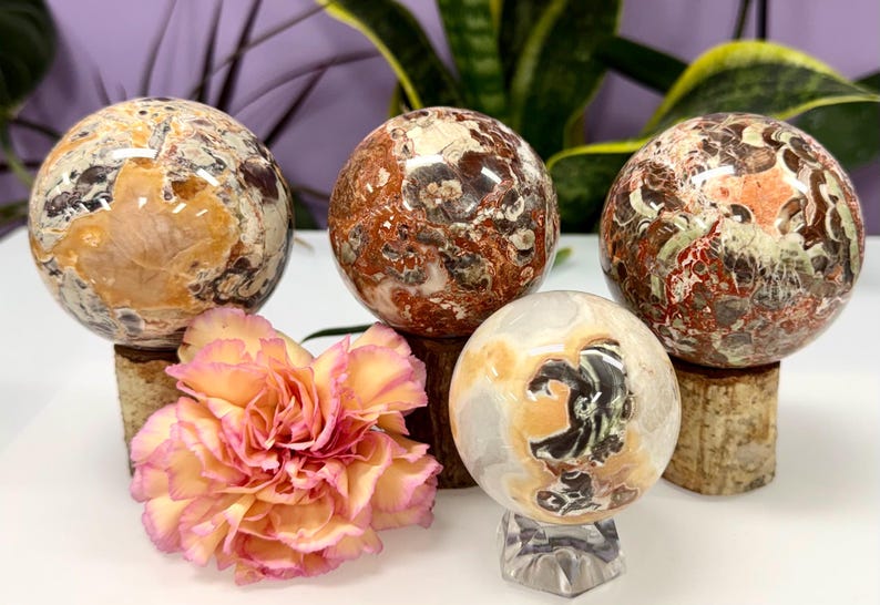 Wholesale Lot 3-4 Pcs Natural Money Agate Sphere Crystal Ball 2.8-3 Lbs ...