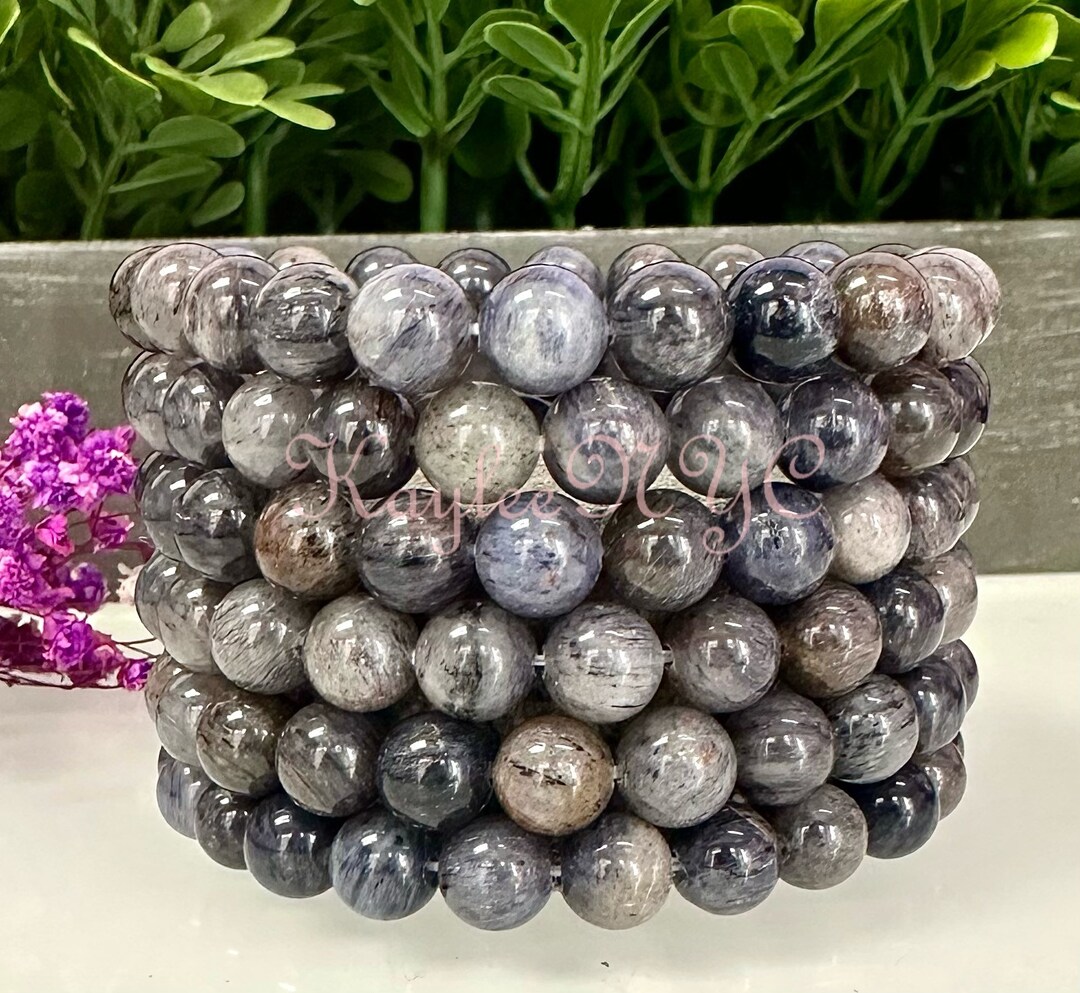 Wholesale 6 Pcs Natural Blue Rutilated Quartz 8mm 7.5” Crystal Stretch ...