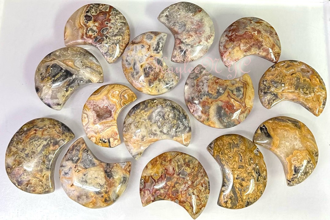 Wholesale Lot 2 Lbs Natural Crazy Lace Agate Moon Crystal Healing ...