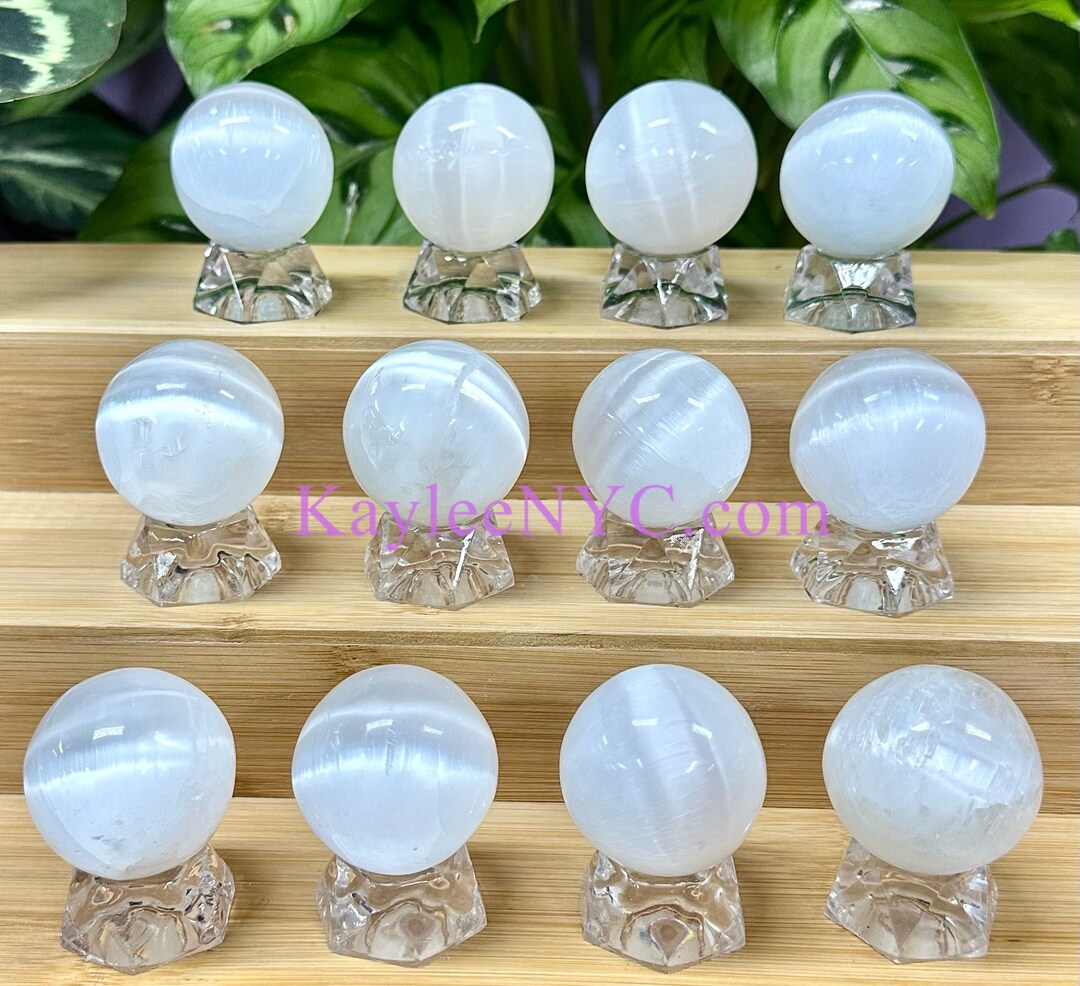 Wholesale Lot 12 Pcs Natural Selenite Aka Satin Spar Spheres Crystal ...