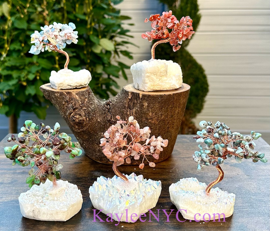 Wholesale Lot 5 Pcs Bonsai Tree With Angel Aura Quartz Cluster Base ...
