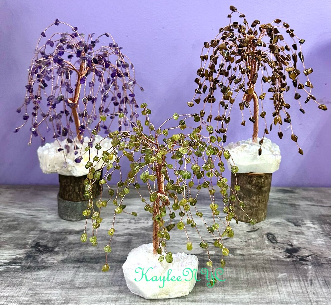 Wholesale Lot 3 Pcs Weeping Willow Tree With Angel Aura Base Crystal ...