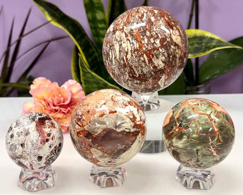 Wholesale Lot 3-4 Pcs Natural Money Agate Sphere Crystal Ball 2.8-3 Lbs ...