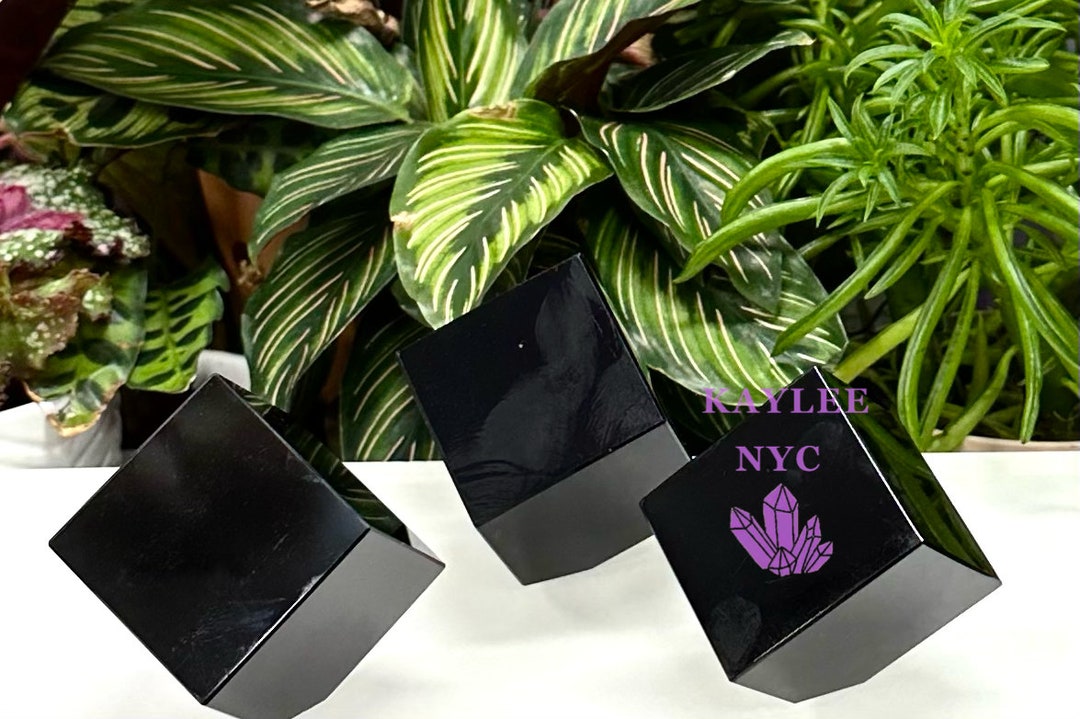 Wholesale Lot 3-4 Pcs Natural Black Obsidian Cube Crystal Healing ...