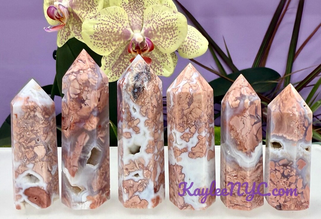Wholesale Lot 1 Lb Natural Pink Agate Obelisk Tower Point Crystal ...