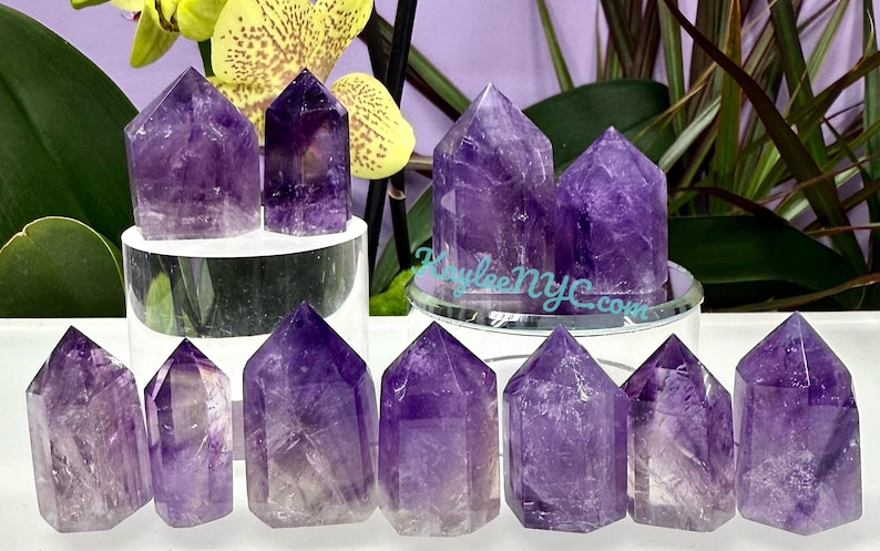 Wholesale Lot 0.5 Lb Natural Amethyst Tower Obelisk Point Wand Crystal ...