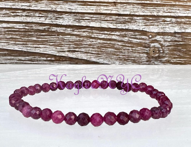 Wholesale 6 Pcs 4mm Faceted Ruby Natural Crystal Healing Stretch ...