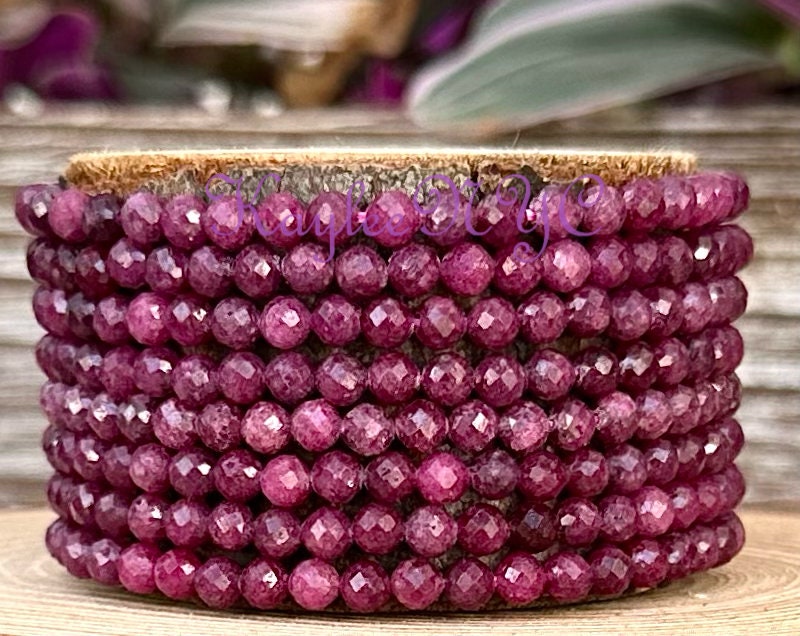 Wholesale 6 Pcs 4mm Faceted Ruby Natural Crystal Healing Stretch ...