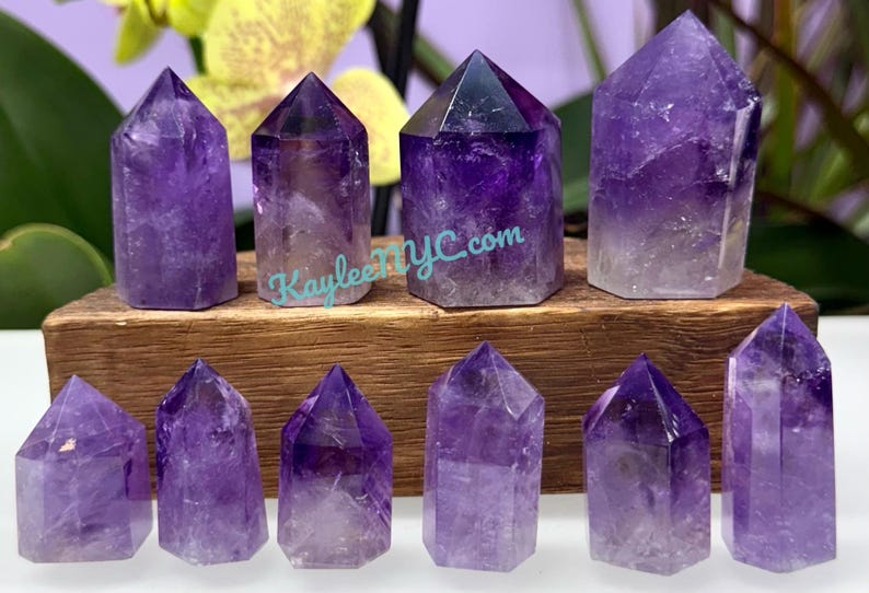 Wholesale Lot 0.5 Lb Natural Amethyst Tower Obelisk Point Wand Crystal ...