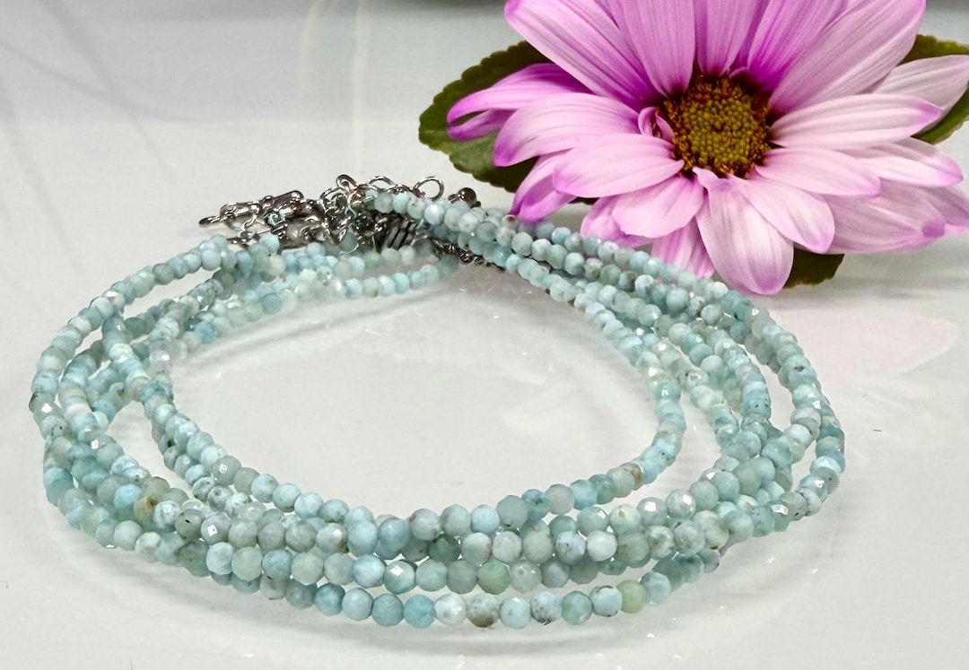 Wholesale 6 Pcs 2mm Faceted Natural Larimar Anklet W Stainless Steel ...