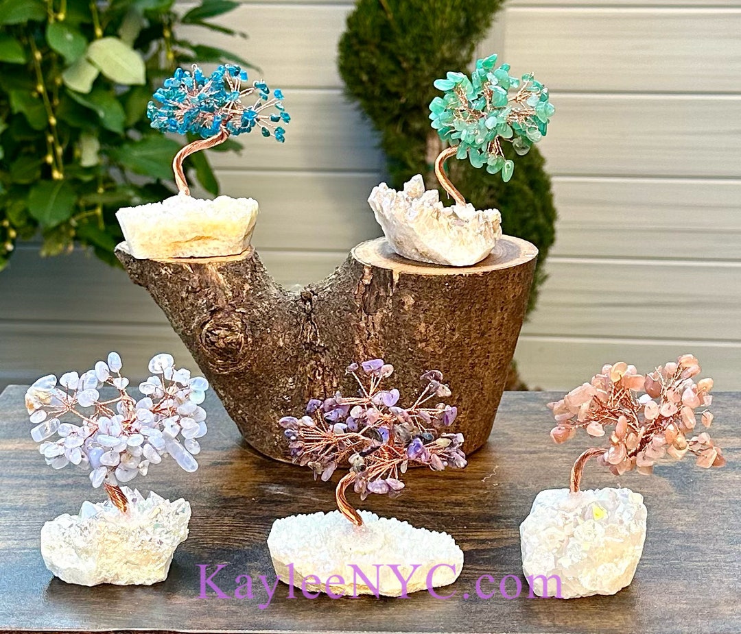 Wholesale Lot 5 Pcs Bonsai Tree With Angel Aura Quartz Cluster Base ...