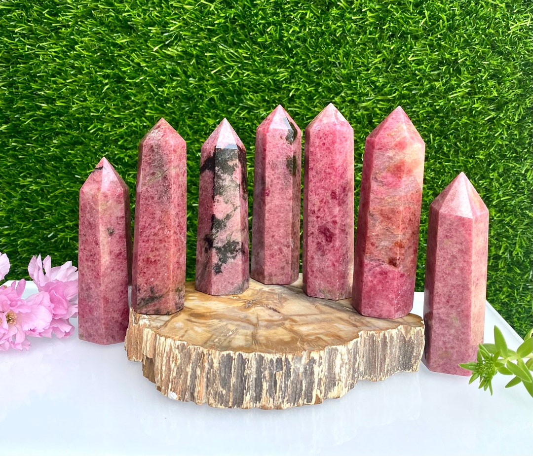 Wholesale Lot 2 Lbs Natural Rhodonite Obelisk Tower Point Crystal ...