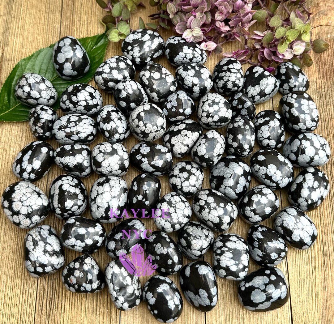 Wholesale Lot 2 Lbs Natural Snowflake Obsidian Tumble Healing Energy ...