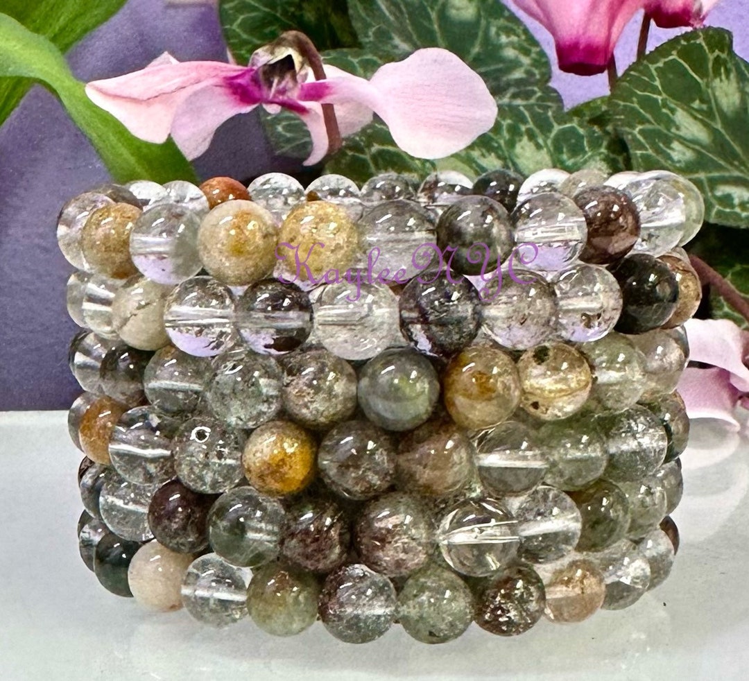 Wholesale Lot 6 Pcs Natural Garden Quartz Lodalite 8mm 7.5” Stretch ...