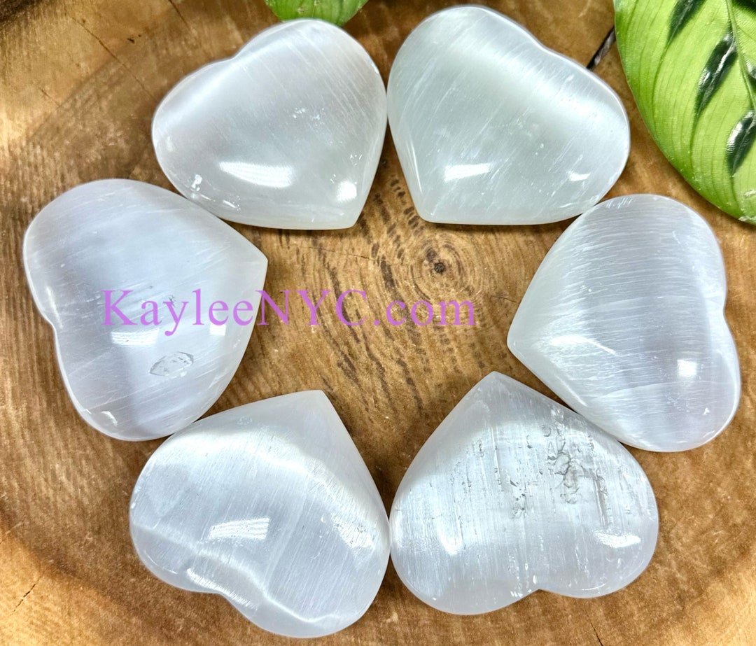 Wholesale Lot 6 Stück Natürliche Selenit aka Satin Spar 8cm Herz ...