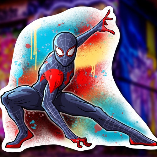 Spiderman Miles Morales Vinyl Sticker | Etsy