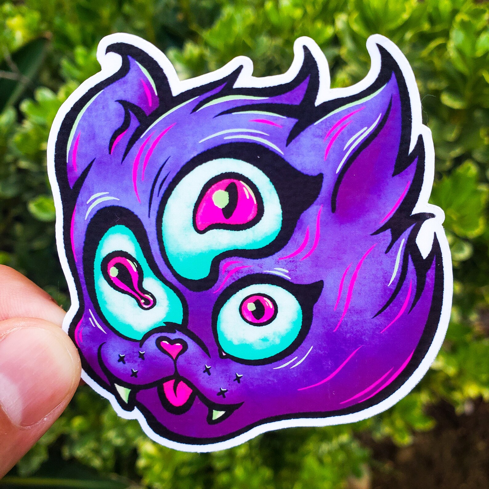 Psychedelic Third Eye Black Cat Sticker | Vinyl Decal Sticker for ...