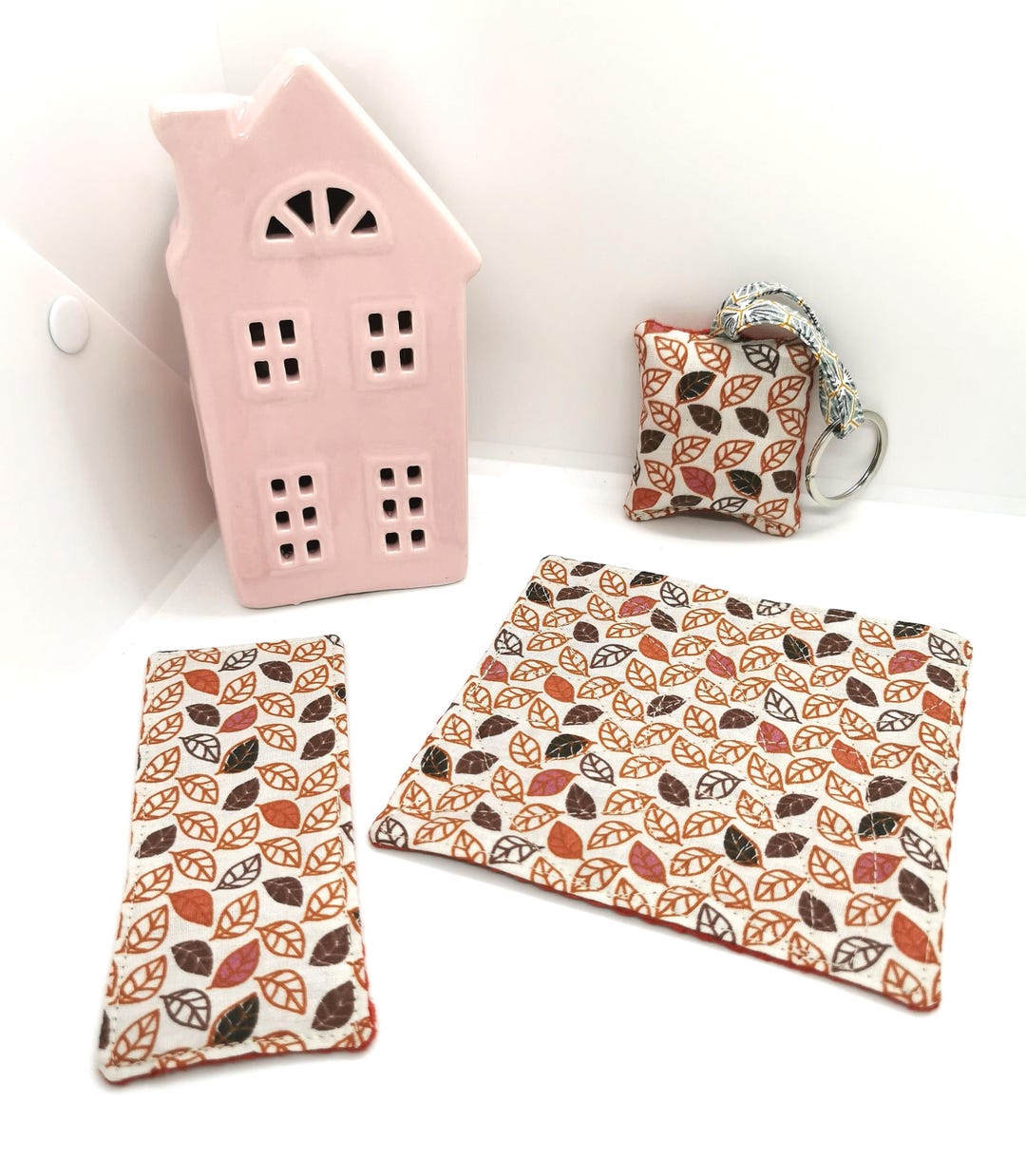 Ephemeral Autumn Collection: Coaster, Key Ring and Bookmark in Fabric ...