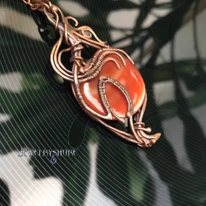 Carnelian Copper Wire Wrapped Pendant, Heady Wire Wrapped Art Work Jewelry Copper Gemstone ...