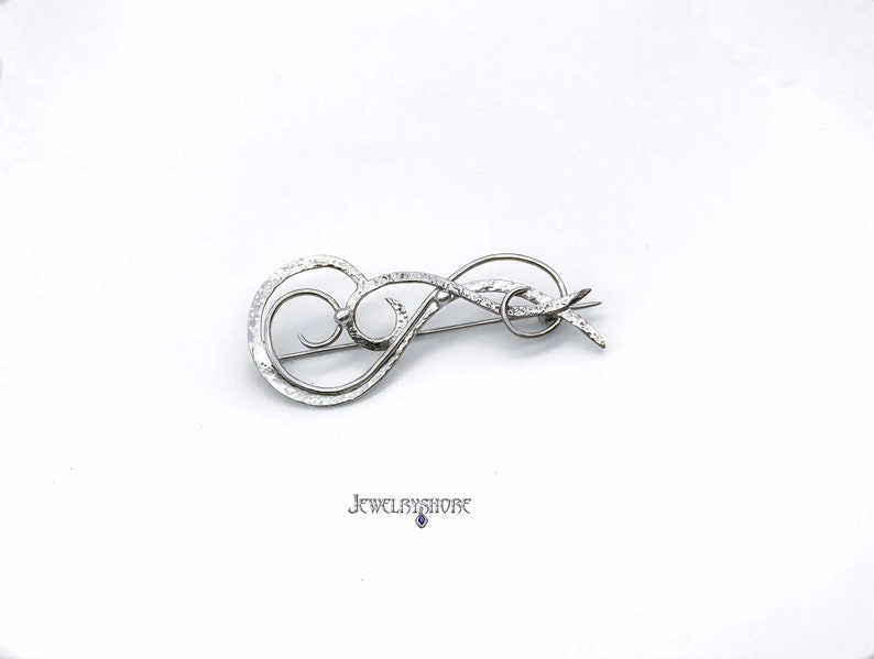 Shawl Pin Silver Wire Wrap Scarf Pin Sweater Pin Cardigan - Etsy