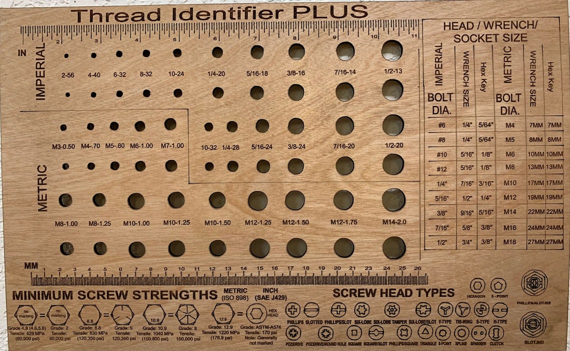 NEW Enhanced Screw and Bolt Identifier Board - Etsy