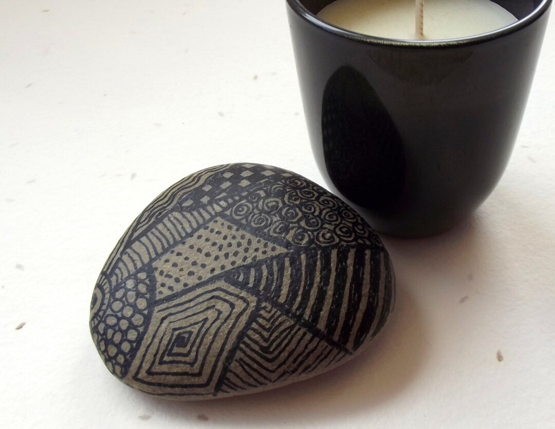 ZENTANGLE STONE in Black, PAPERWEIGHT, - Etsy