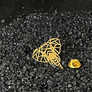 Geometric Elephant Head Lapel Pin in 14k Yellow Gold Finish Hand Made ...