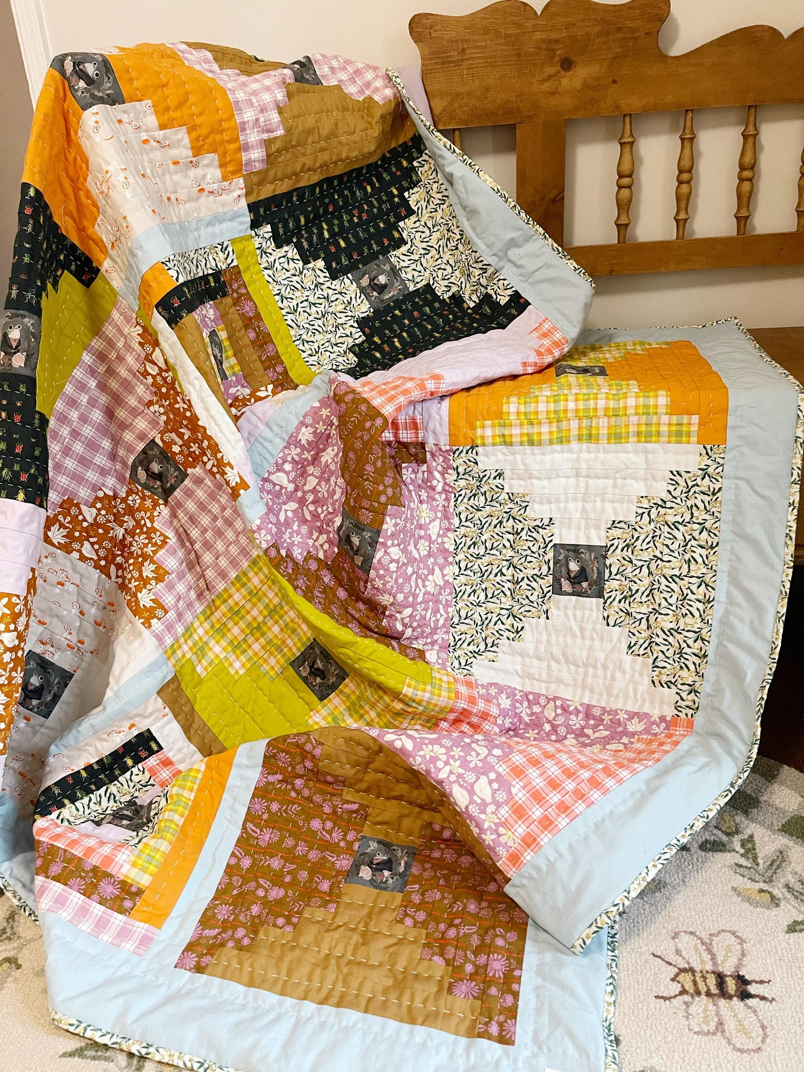 Hand Quilted Modern Courthouse Steps Throw Quilt - Etsy