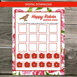 Digital Download - Happy Ridvan Number Sort Game Printable - Baha'i ...