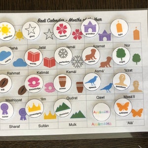 Baha’i Calendar Children’s Activity - Badi Months in English and Arabic ...