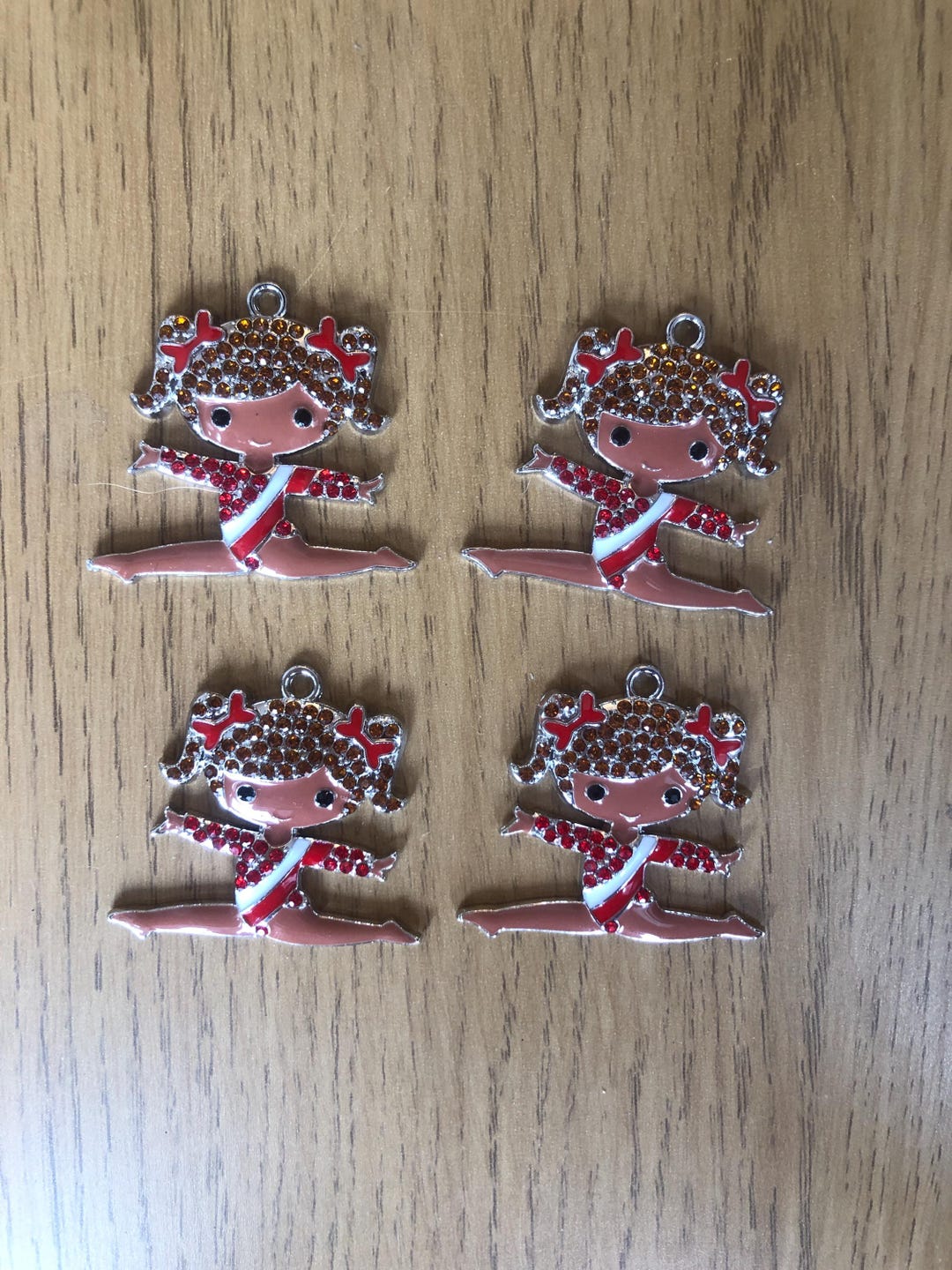 Rhinestone Gymnast Cheerleader Charm 4cm Little Simone Biles DIY ...