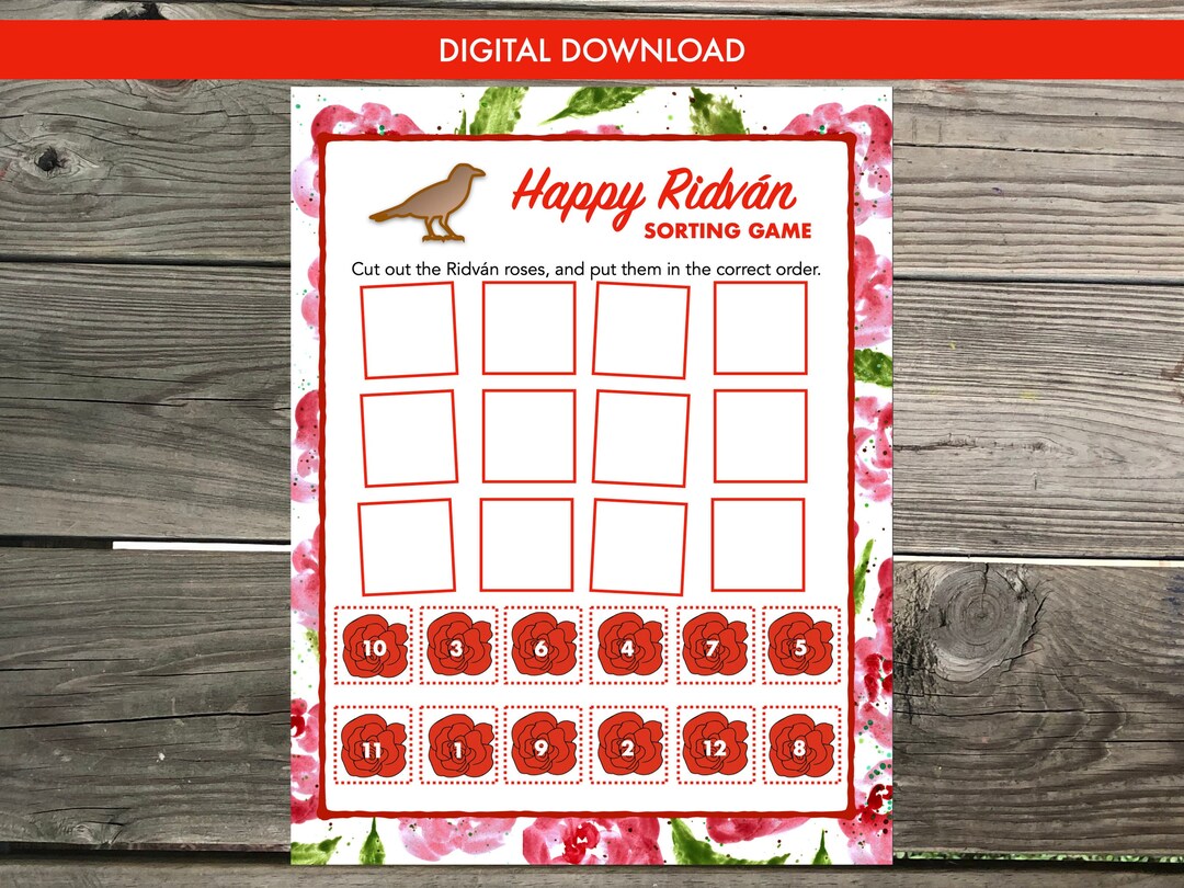 Digital Download - Happy Ridvan Number Sort Game Printable - Baha'i ...