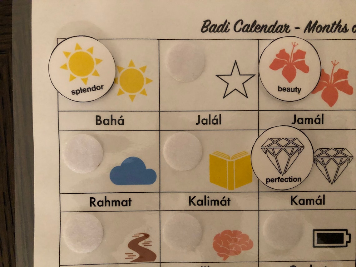 Bahai Calendar Childrens Activity Badi months in English | Etsy