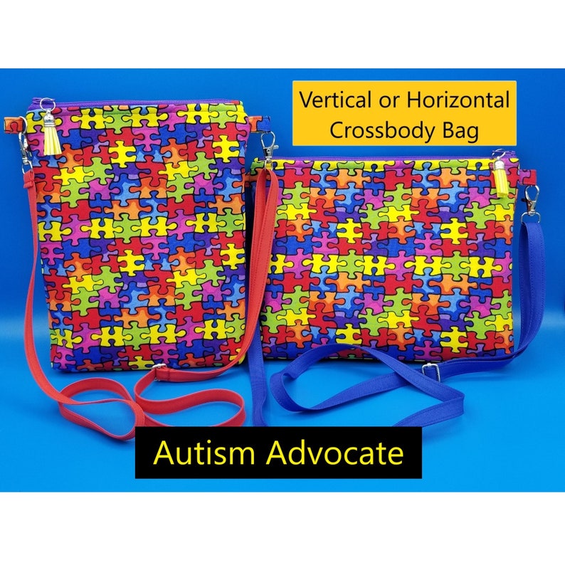 Crossbody Bag W/pocket, Autism Spectrum Motif. Puzzle Pieces. Great for ...