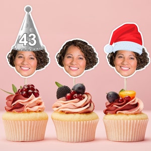 Personalized Face Cupcake Toppers: Custom Photo Party Decorations, Set ...